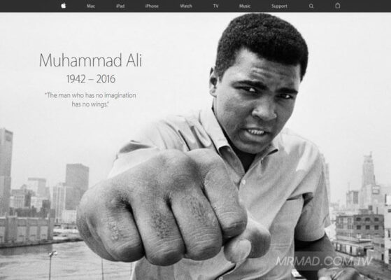 Apple官方首頁悼念世界拳壇傳奇穆罕默德·阿里 - 瘋先生