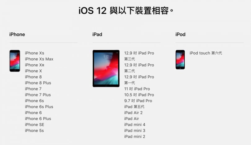 iOS 12支援設備名單內整理，最舊款iPhone5s設備也能支援 - 瘋先生