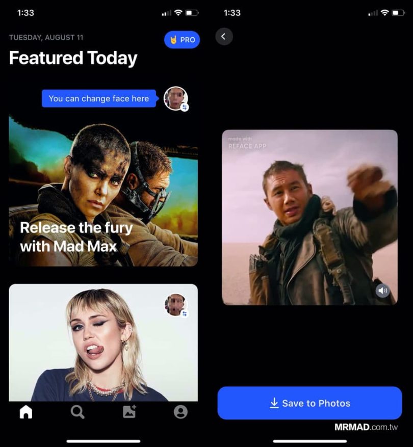 免費影片換臉APP《REFACE》一鍵將電影主角變自己臉 - 瘋先生