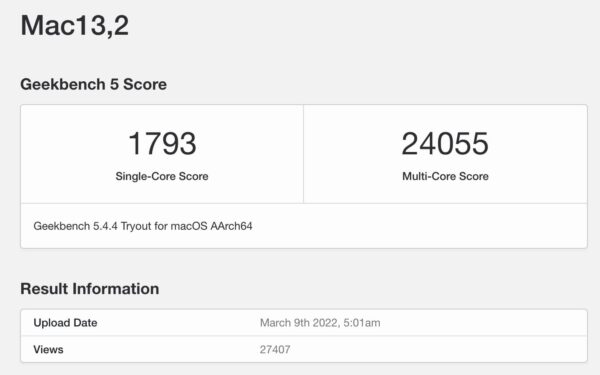 M1 Ultra 跑分在Geekbench 出爐，速度比28核 intel 快56%以上 - 瘋先生