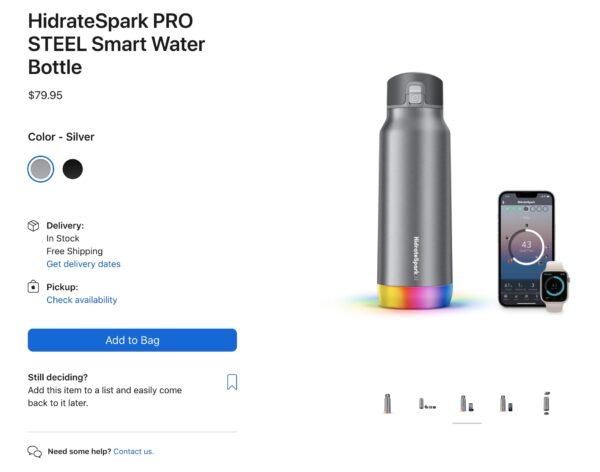 Apple 智慧保溫瓶HidrateSpark 開賣！支援Apple 健康整合功能 - 瘋先生