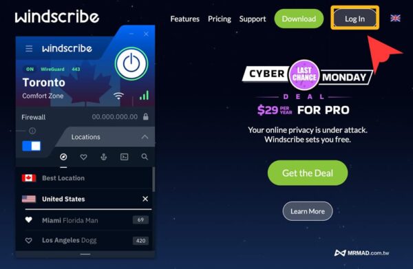 Windscribe VPN免費30GB流量領取教學，跨國匿名超安全連線速度佳 - 瘋先生